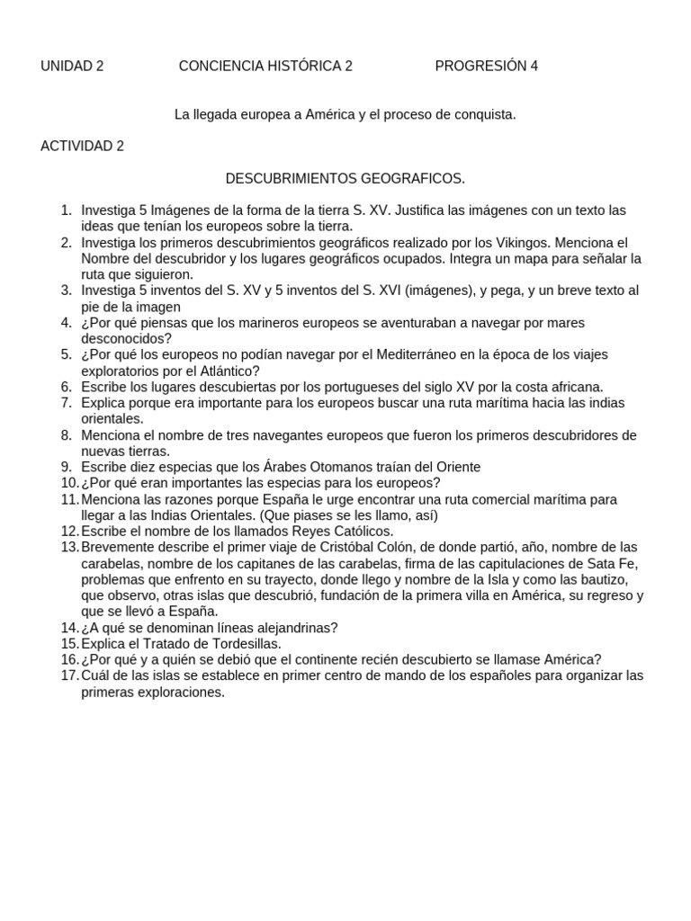 Act. 2 - Unidad 2 - Conc. Hist. 2 | PDF