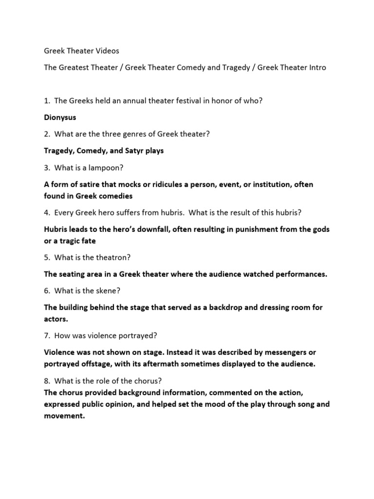Greek Theater Videos Questions | PDF
