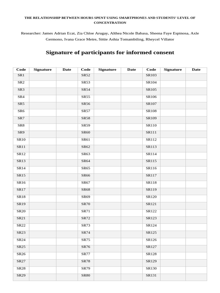 Signature of Participants For Informed Consent | PDF
