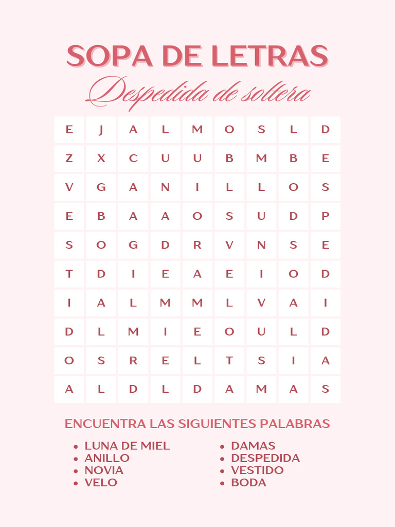 Doc Juego Sopa de Letras Despedida de Soltera | PDF