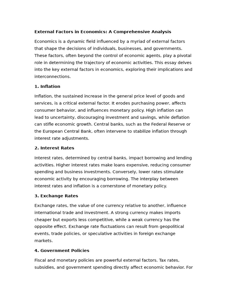 Key External Factors in Economics | PDF | Inflation | Monetary Policy