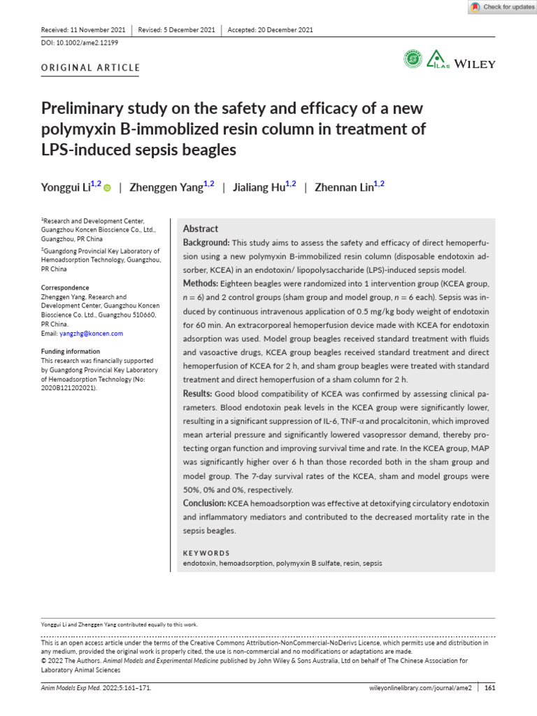 Anim Models and Exp Med - 2022 - Li - Preliminary study on the safety and efficacy of a new ...
