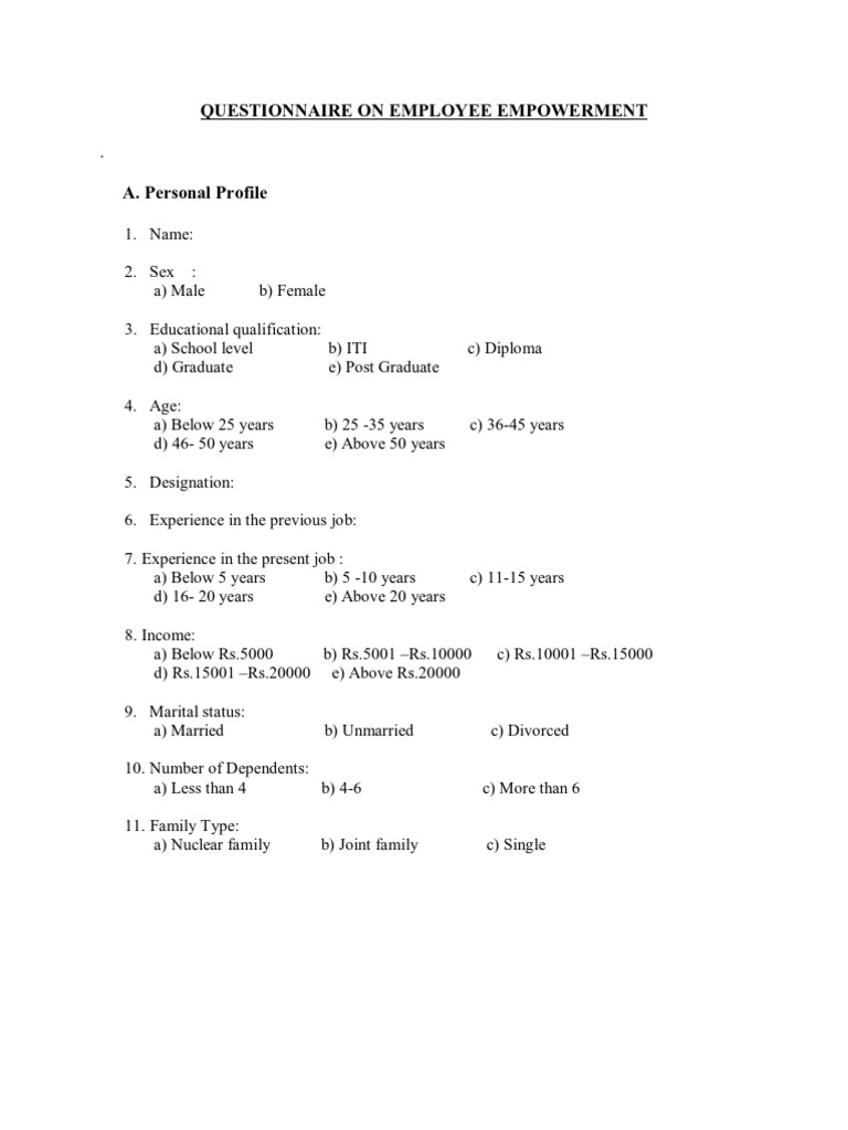 Empowerment Questionnaire 1