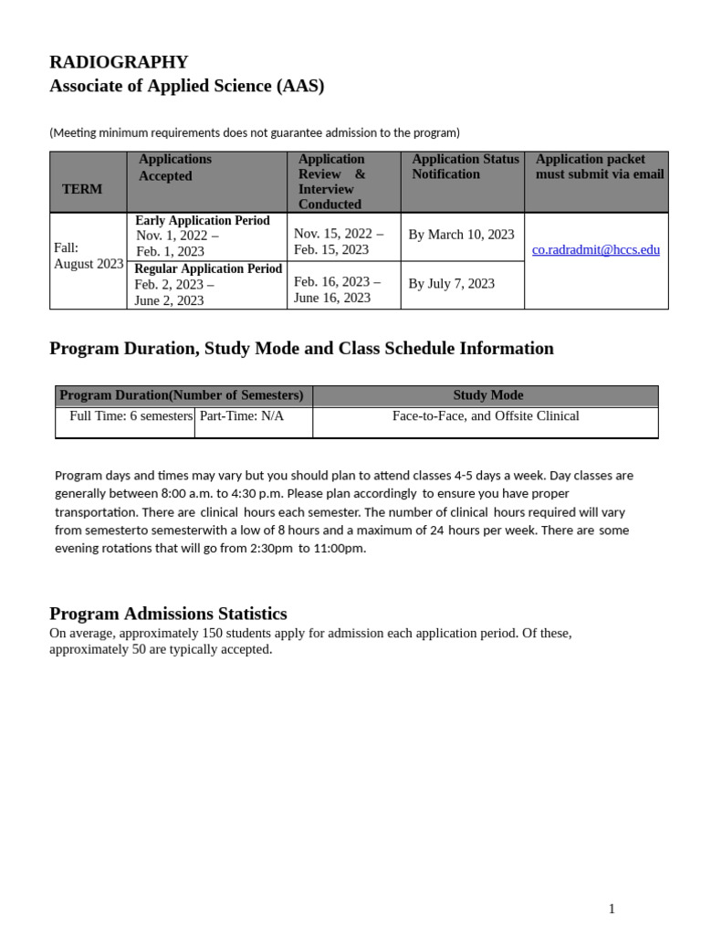 HCC Radiography Program Admission Guide | PDF | Communication | Radiology