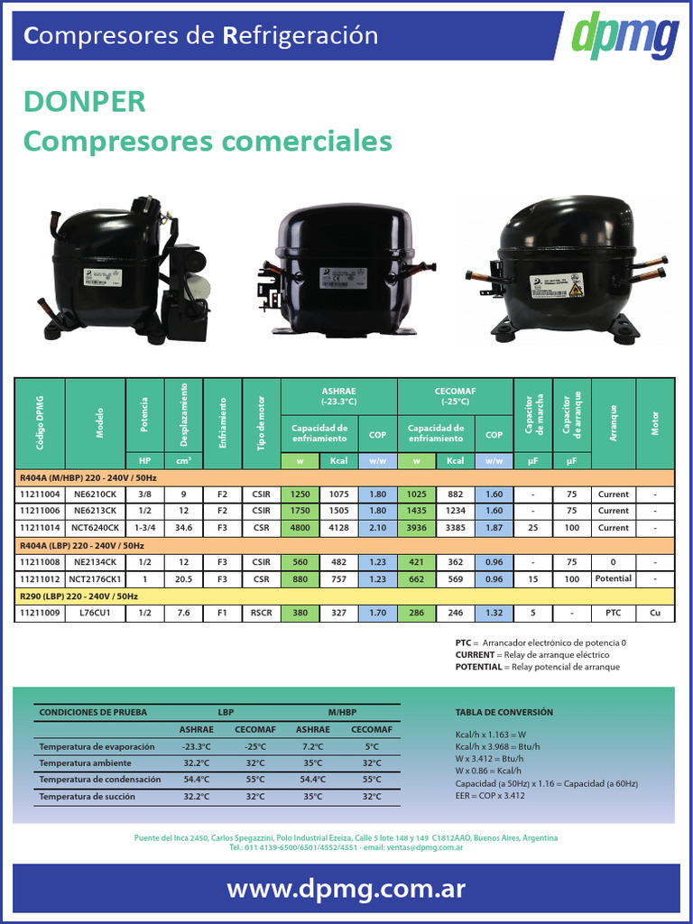 Compresores Comerciales DONPER | PDF | Cantidad