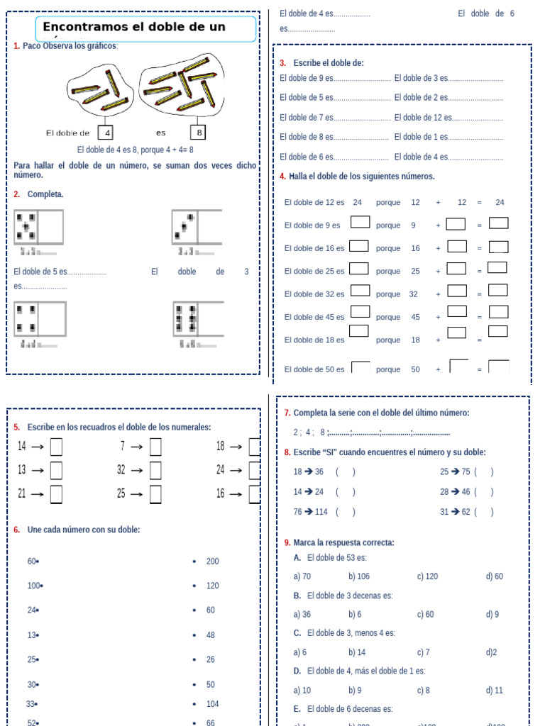 Ficha Doble y Mitad | PDF