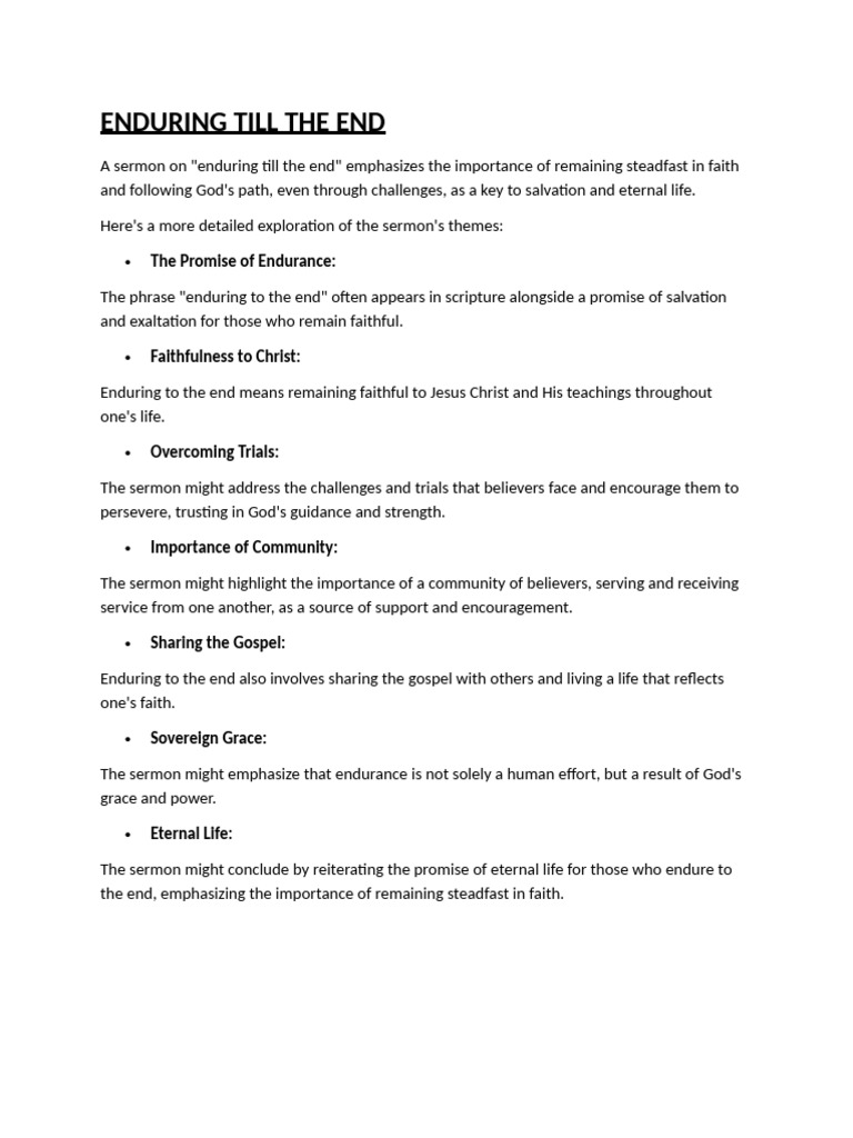 Enduring Faith for Eternal Life | PDF