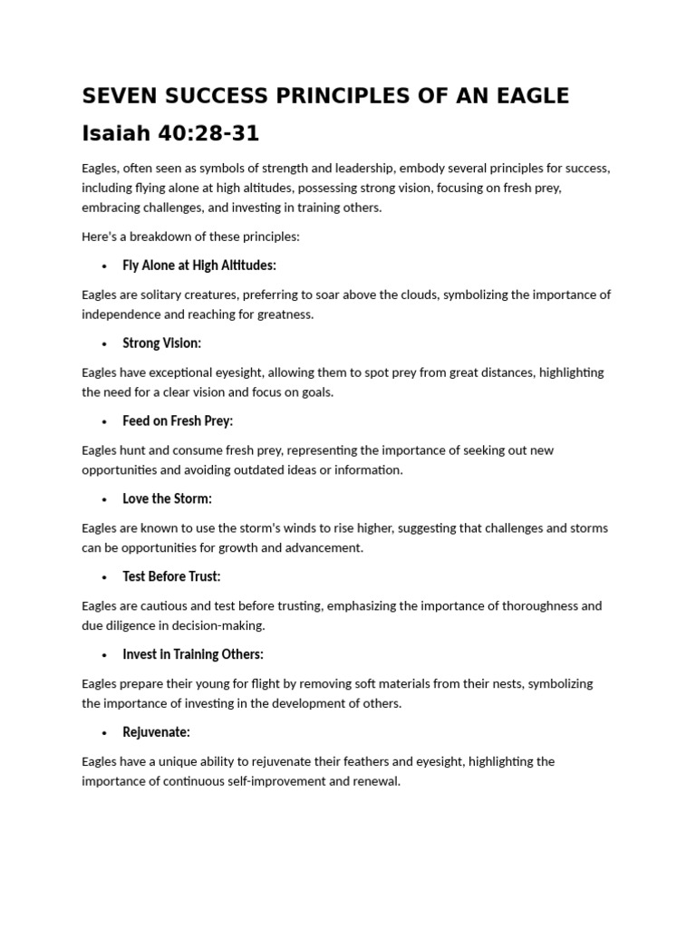 Seven Success Principles of An Eagle | PDF