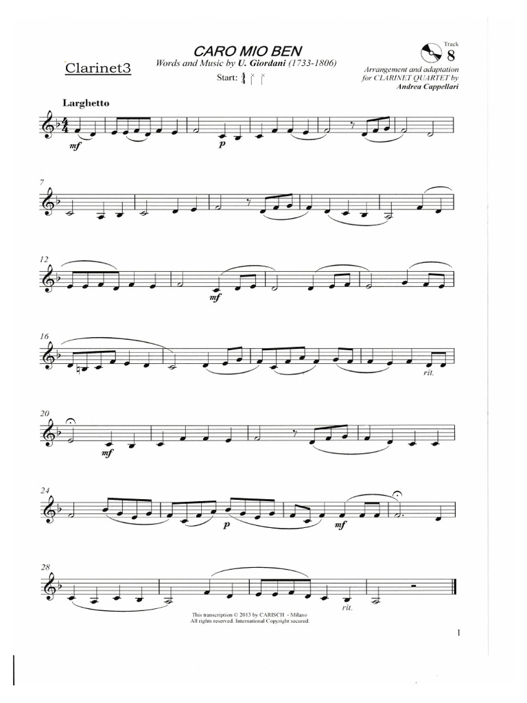 Caro Mio Ben 1 | PDF