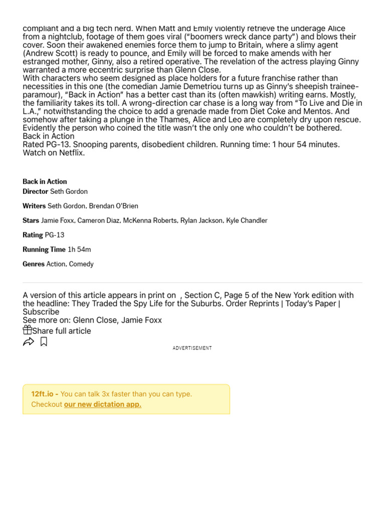 Back in Action | New York Times | PDF