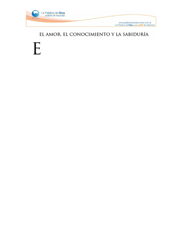 El Amor El Conocimiento y La Sabiduría | PDF | Primera epístola a los ...