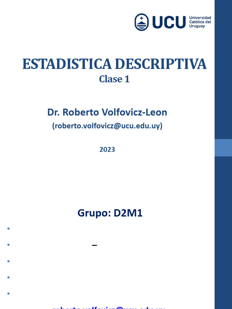 Clase 1 Estadística Descriptiva 2023 | PDF | Sas (software) | Estadísticas