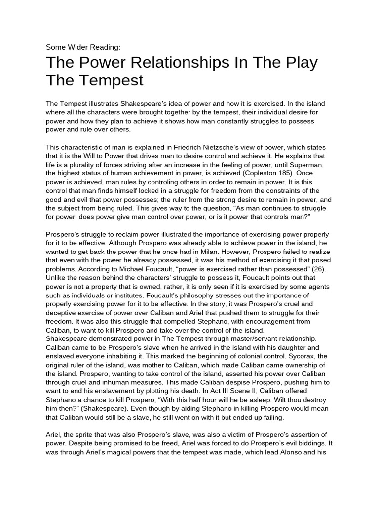 The Tempest - Wider Reading | PDF | The Tempest