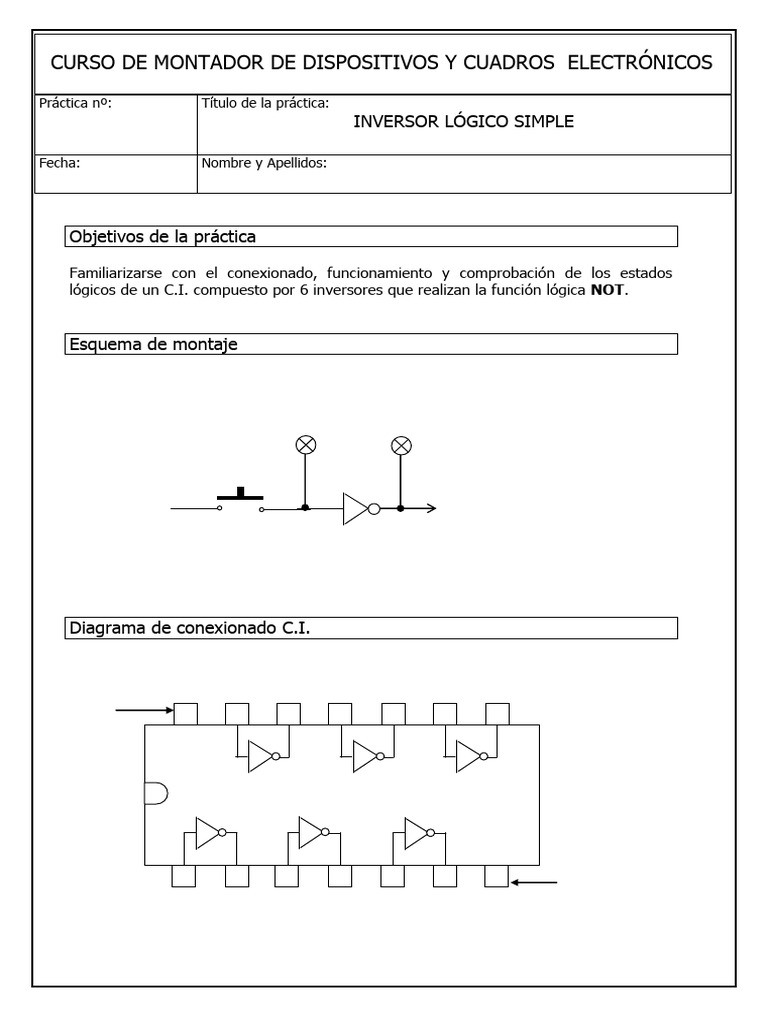 Inversor Lógico Simple en C.I. 7404 | PDF | Circuito integrado ...