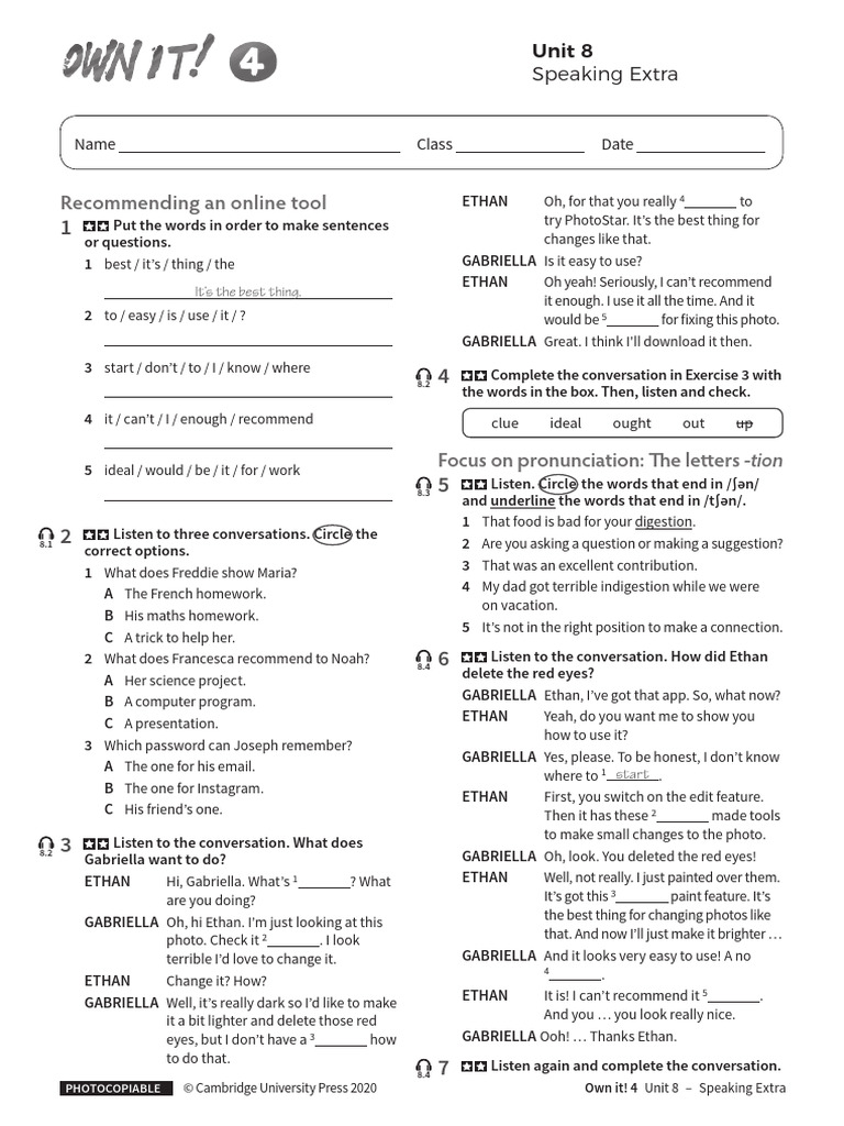 Speaking Extra Unit8 With Answers | PDF