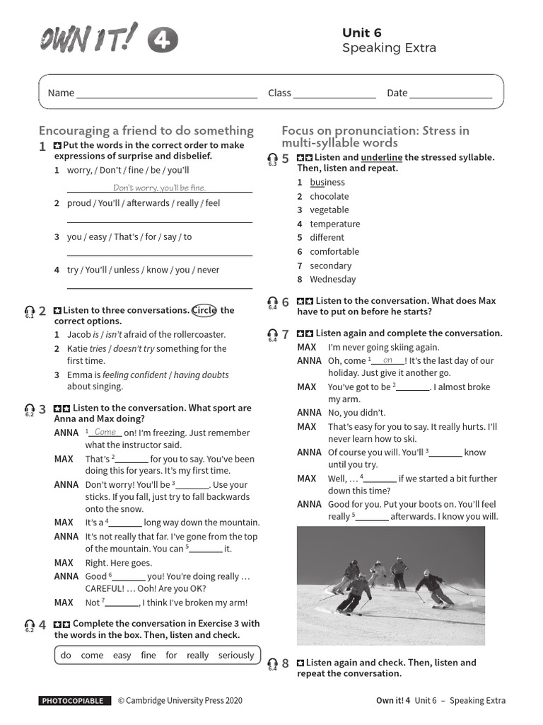 Speaking Extra Unit6 With Answers | PDF