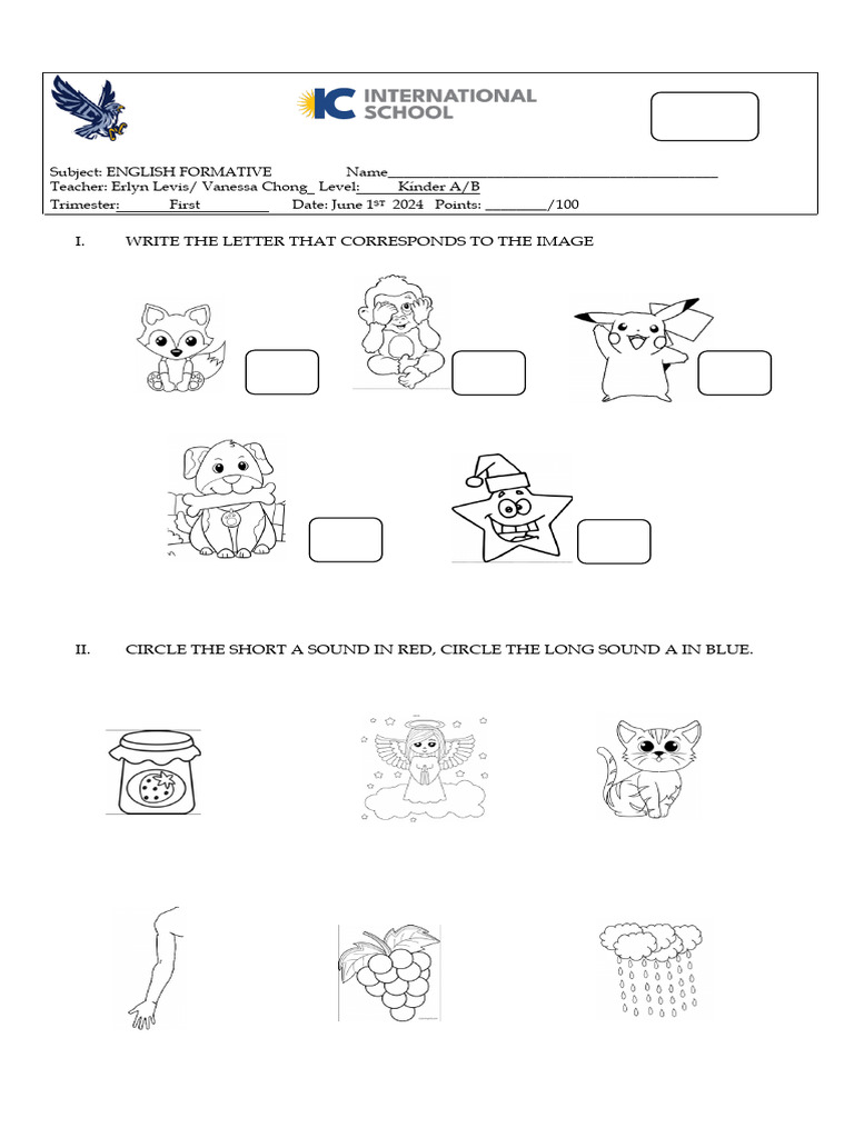 English Formative Practive 1ST Trimester | PDF