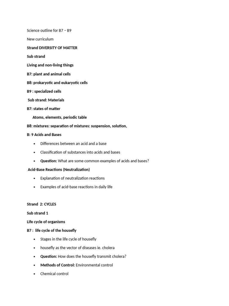 Science Outline For B7 | PDF