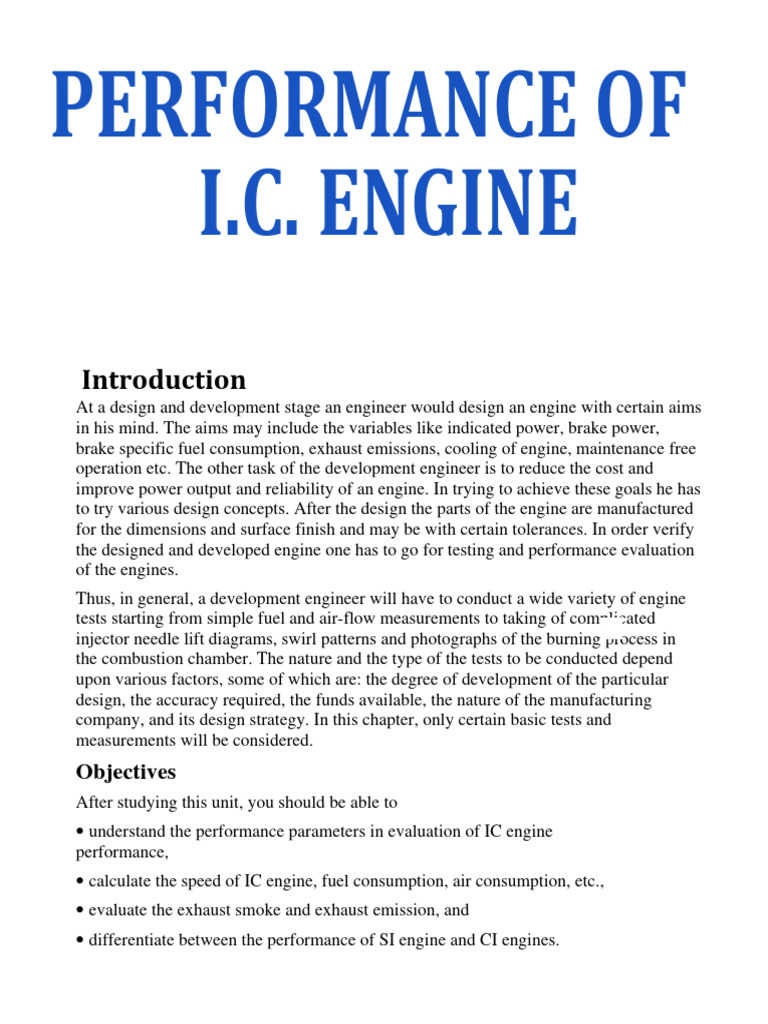 IC Engine Performance Evaluation Guide | PDF | Internal Combustion ...