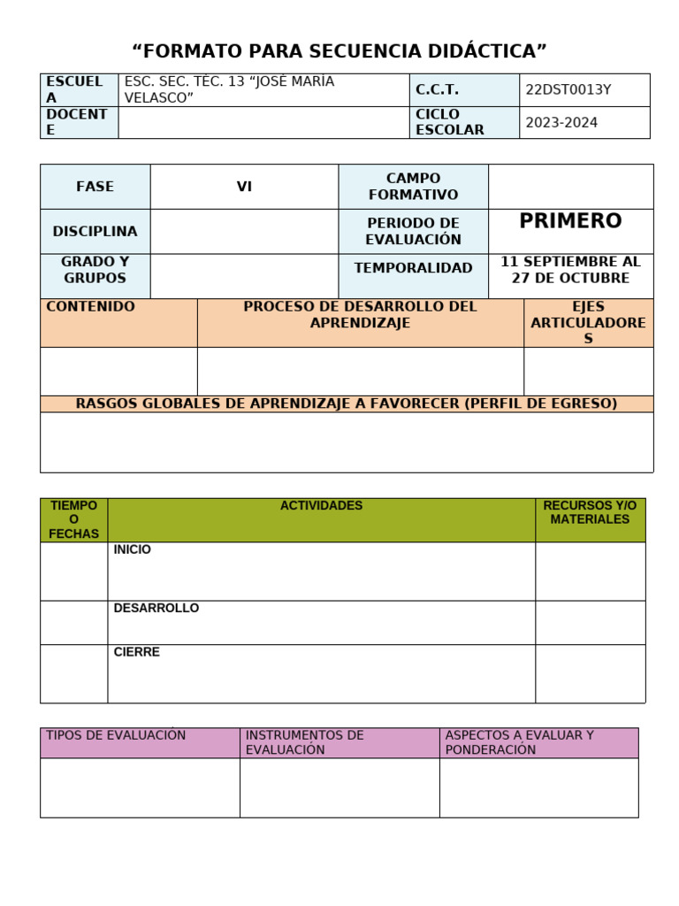 Formato Secuencia Didáctica 2023-2024 | PDF