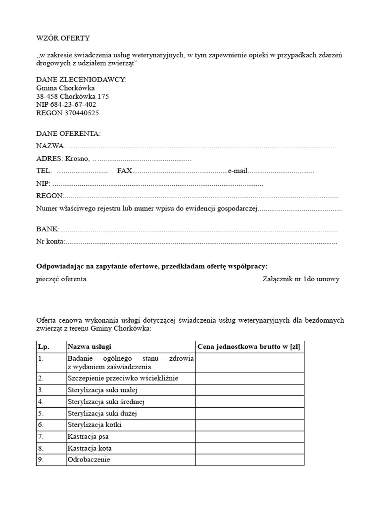 Wzór Oferty 11122013 | PDF