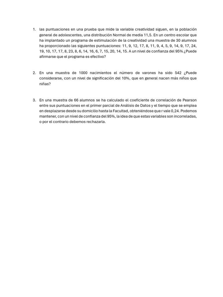 Ejercicios T-Student | PDF