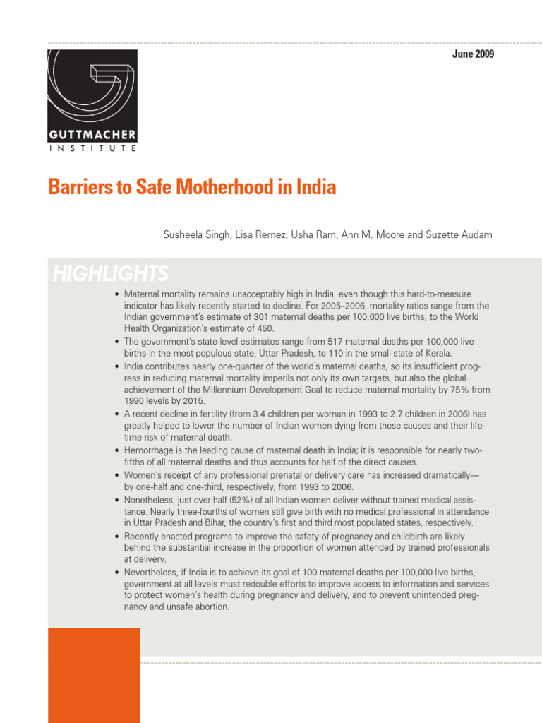Safe Motherhood India | PDF | Maternal Death | Abortion