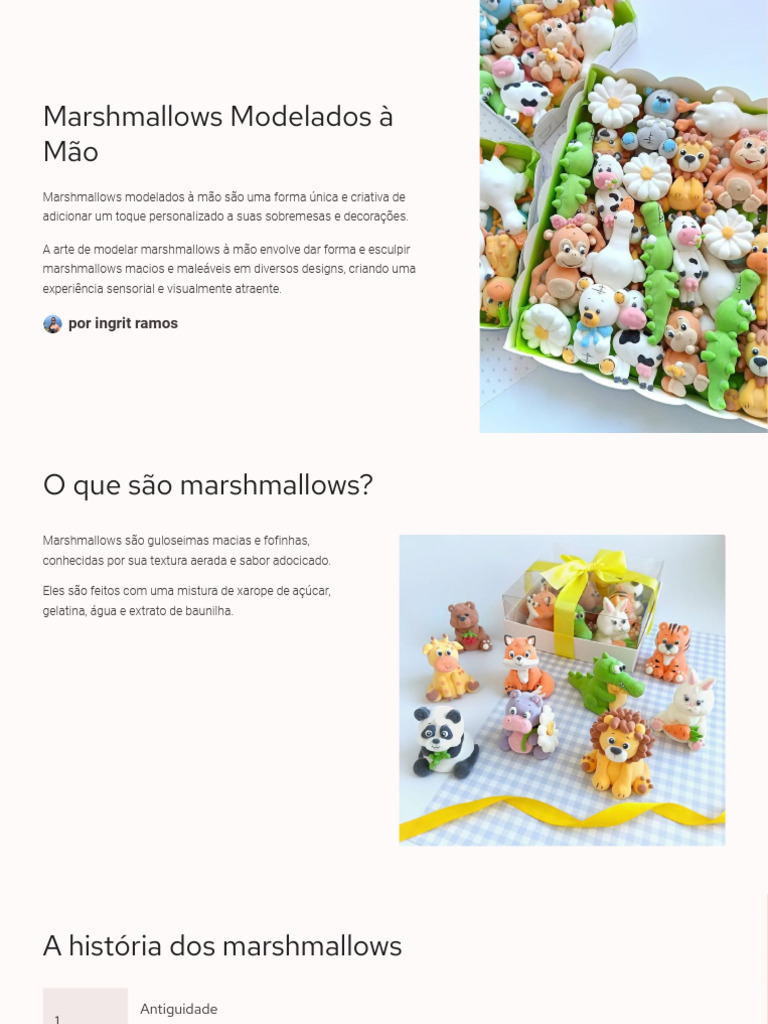 Marshmallows Modelados: Guia Prático | PDF | Marshmallow | Açúcar
