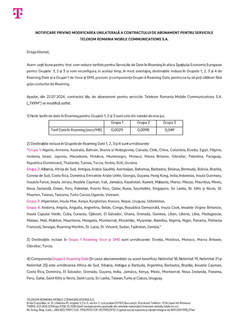 Notificare Modificare Unilaterala Contract Clienti Persoane Fizice 22. ...