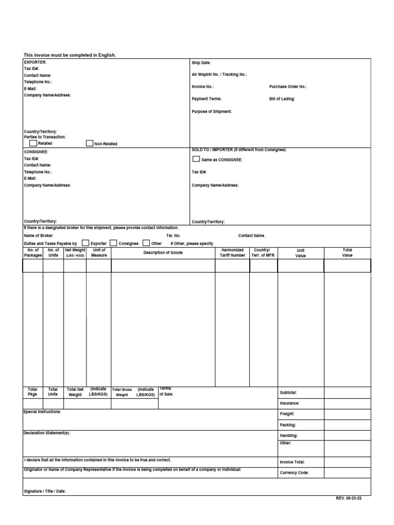 FedEx Pro Forma Invoice Template | PDF | Invoice