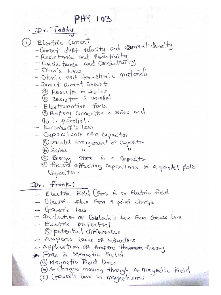 PHY 103 Course Outline | PDF