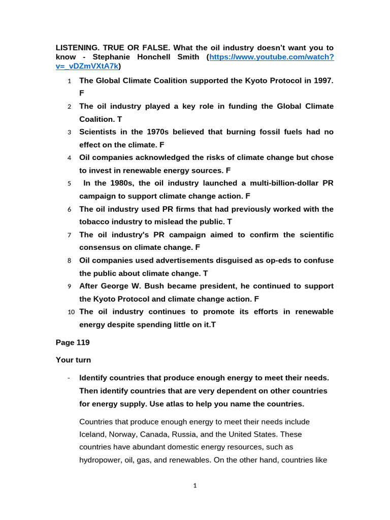 Listening Energy and More Exercises | PDF | Energy Development ...