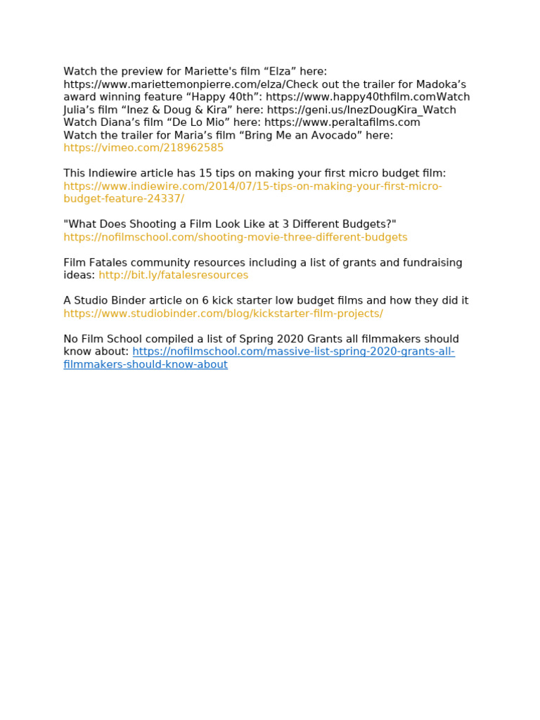 Essential Resources for Filmmakers | PDF