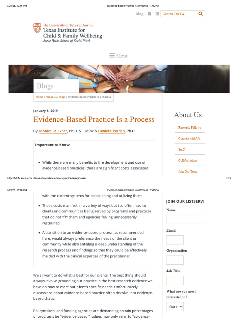 Evidence-Based Practice Is A Process - TXICFW | PDF | Evidence Based Medicine | Evidence Based ...