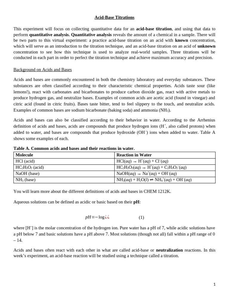 Titrations%20Lab%20Handout%20(1) | PDF | Titration | Chemistry