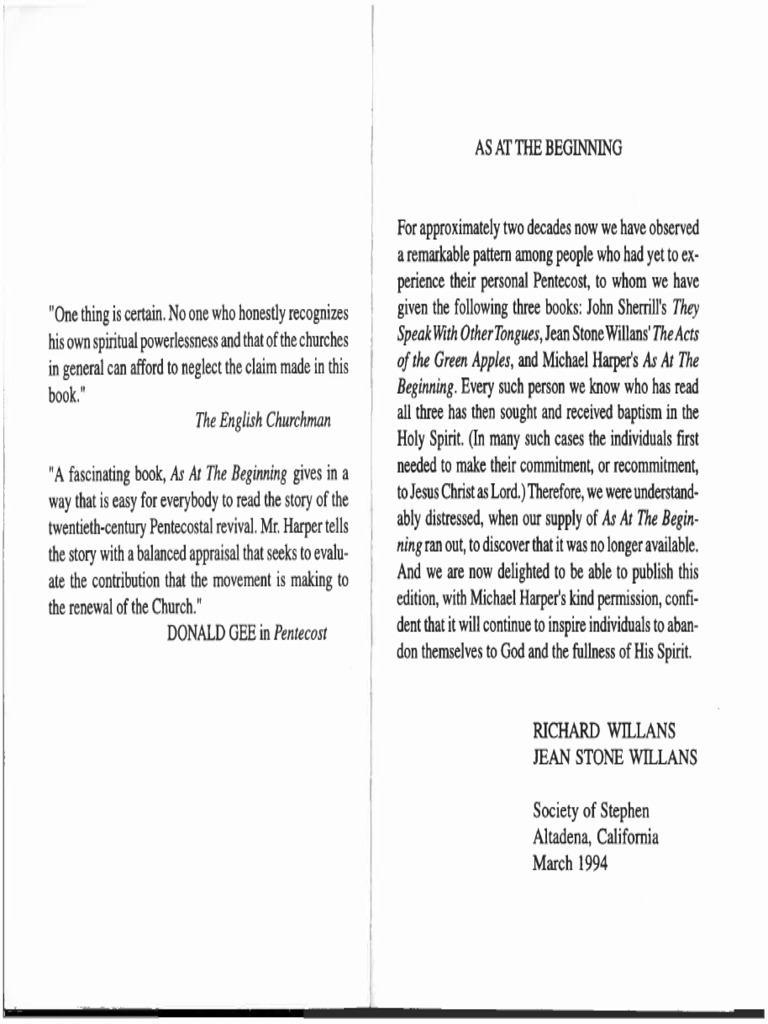 HARPER, Michael - As at the beginning | PDF