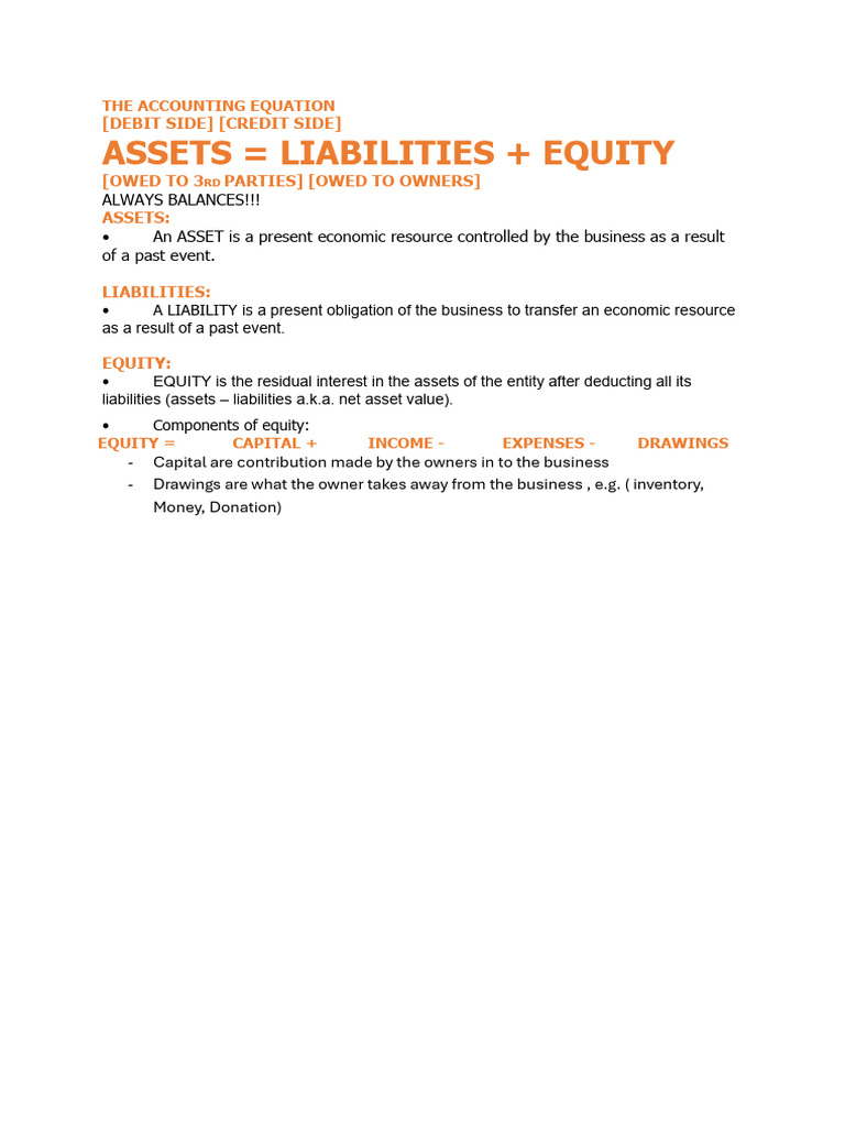 The Accounting Equation Private Lessons | PDF | Debits And Credits ...