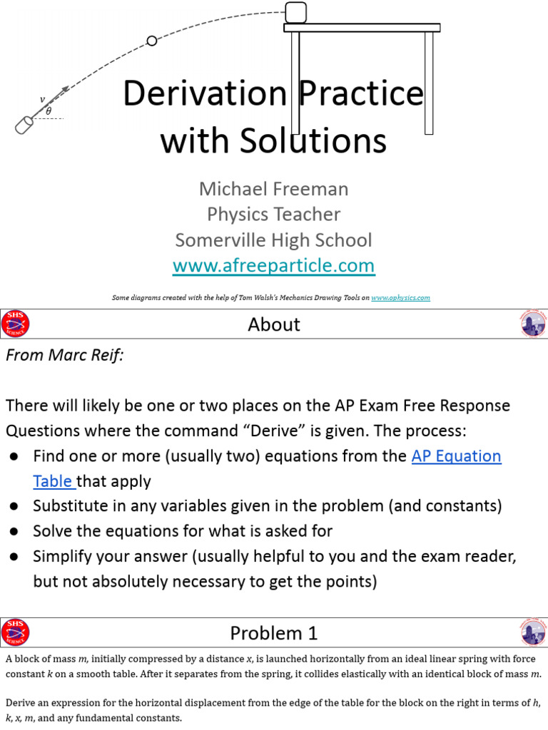 Derivation Practice With Solutions | PDF | Force | Orbit