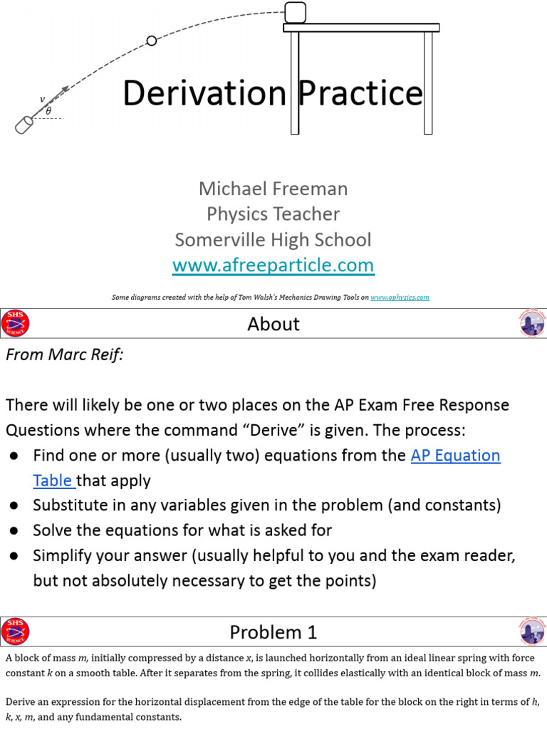 Deriving Physics Equations Practice | PDF | Orbit | Mass