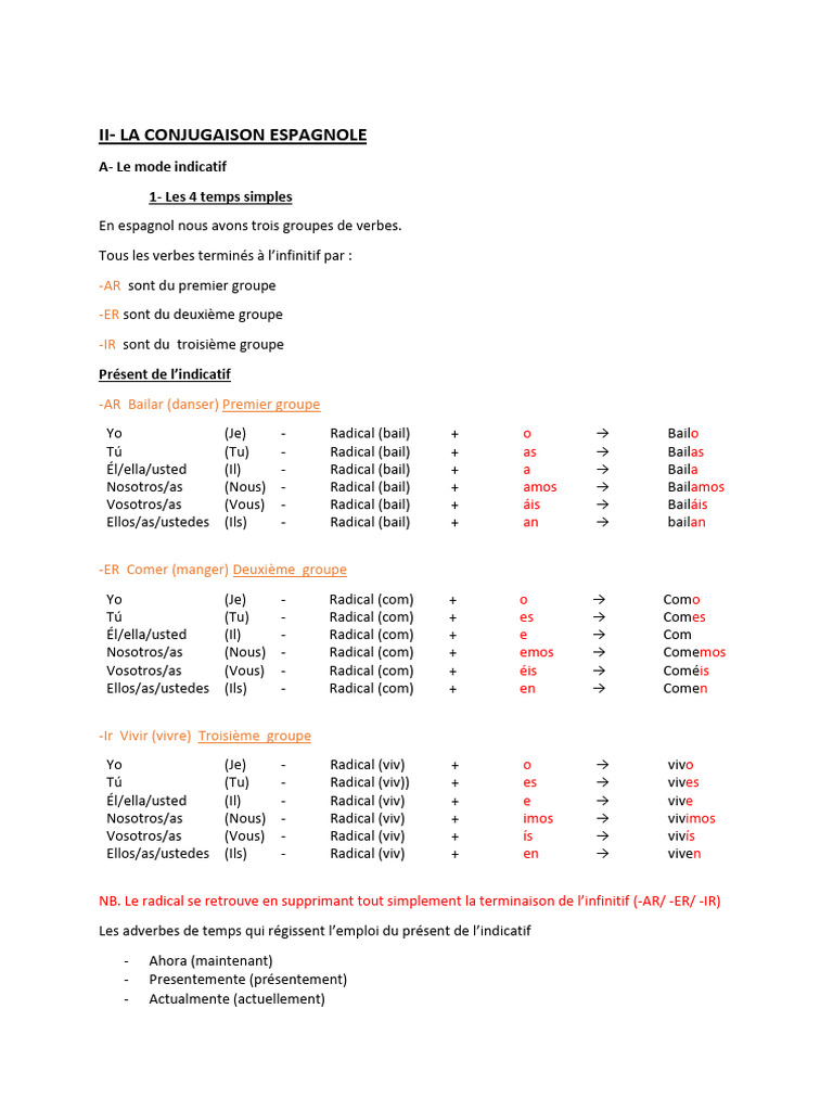 4- Les 4 temps simples de lindicatif | PDF | Lingüística