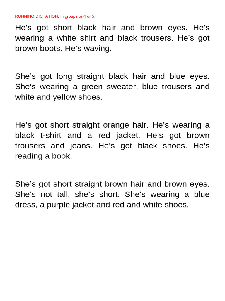 Running Dictation | PDF