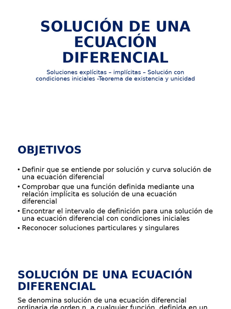 Soluciones de Una Ecuación Diferencial | PDF | Ecuaciones | Ecuaciones diferenciales