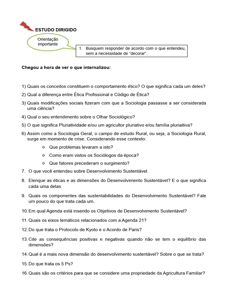Estudos Dirigidos - Av 1 | PDF