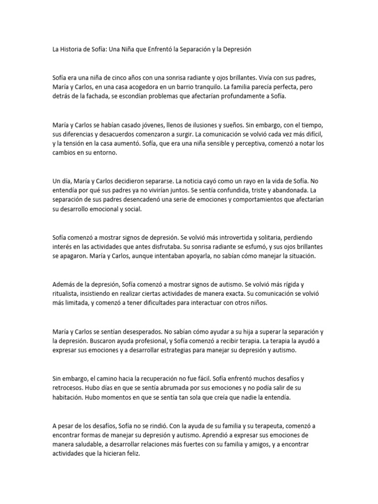 Cuento de Sofia | PDF | Depresión (estado de ánimo) | Las emociones