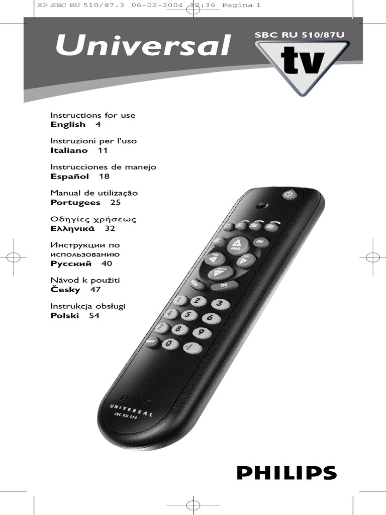 Mando Universal Philips | PDF | Menu (Computing) | Remote Control