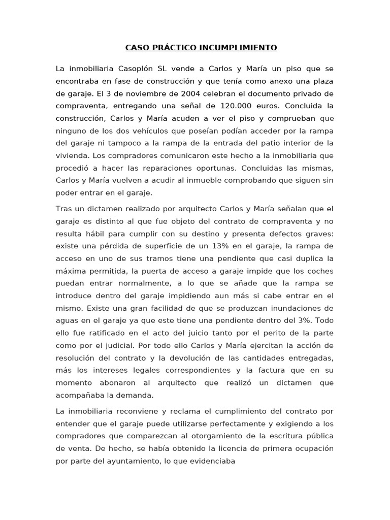 Caso Praì Ctico Incumplimiento 2 | PDF