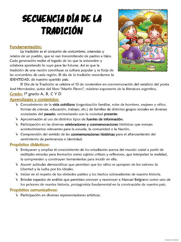Actividades DÍA DE LA TRADICIÓN | PDF