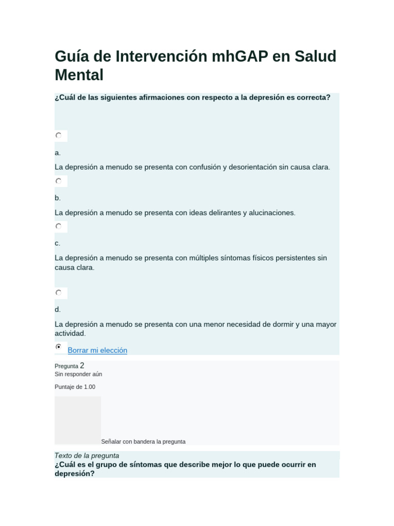 Guía de Intervención mhGAP en Salud Mental | PDF | Depresión (estado de ...