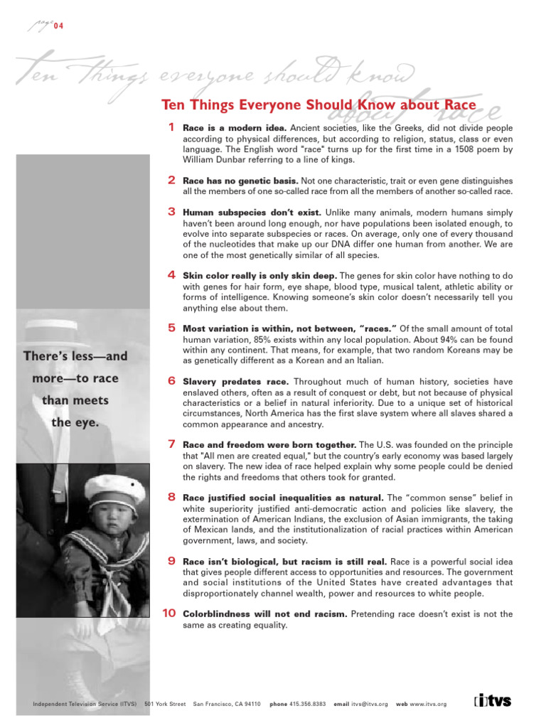 10 Things Everyone Should Know About Race | PDF | Race (Human ...