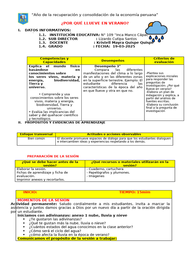 Sesion Cyt Mier 19 Por Qué Llueve en Verano | PDF | Precipitación | Agua